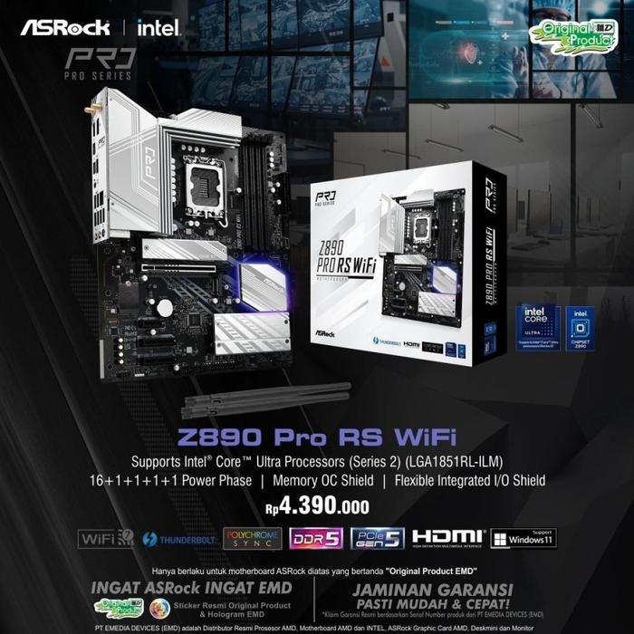 Jual ASROCK Z890 Pro RS WiFi | Motherboard Intel Z890 LGA 1851 DDR5 ATX ...