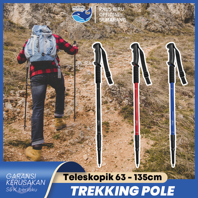 Jual Trekking Pole Gunung Hiking Lipat 63-135cm Anti Shock Multifungsi ...