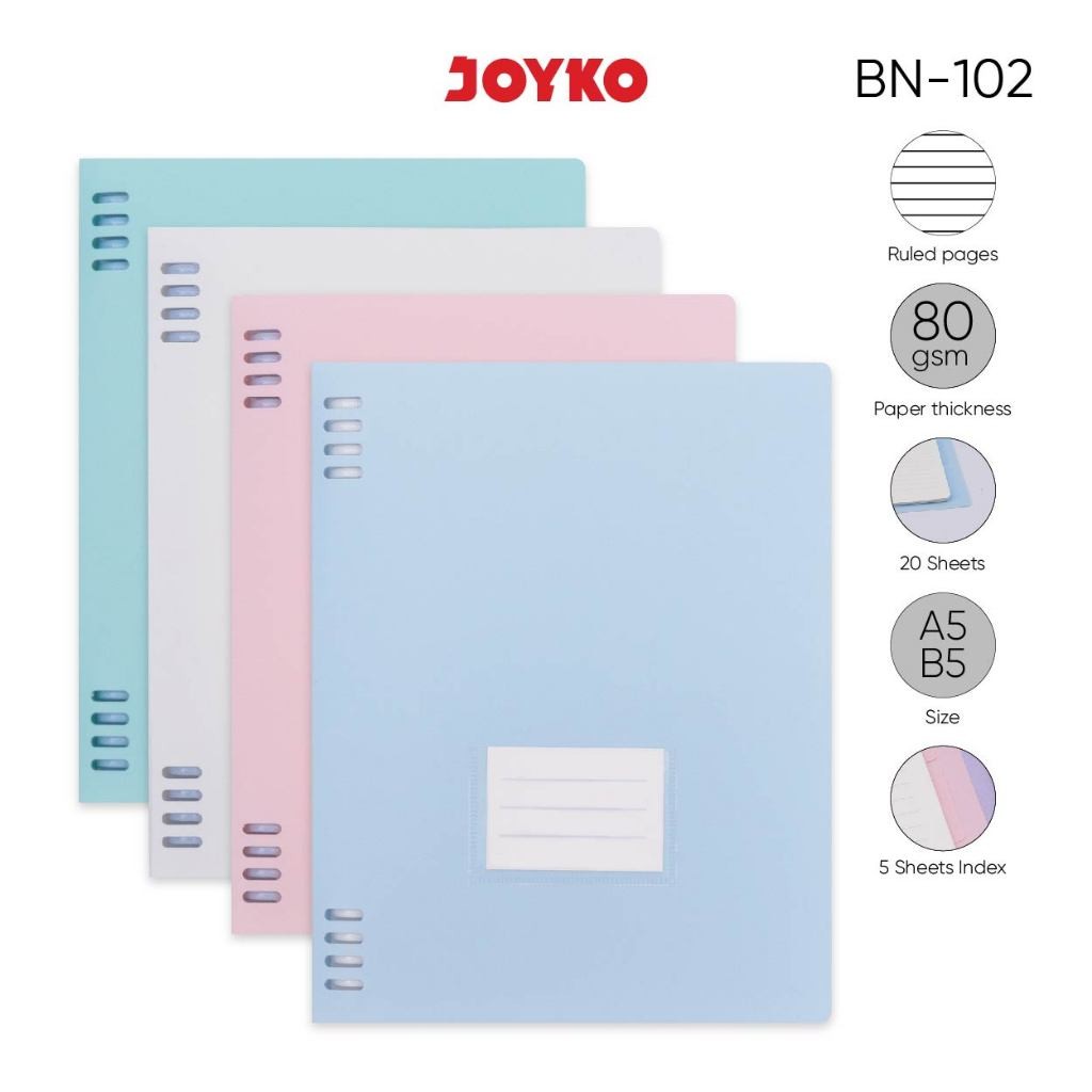 Jual Binder Note Joyko BN-102 A5 B5 - Binder Pastel Polos Joyko ...