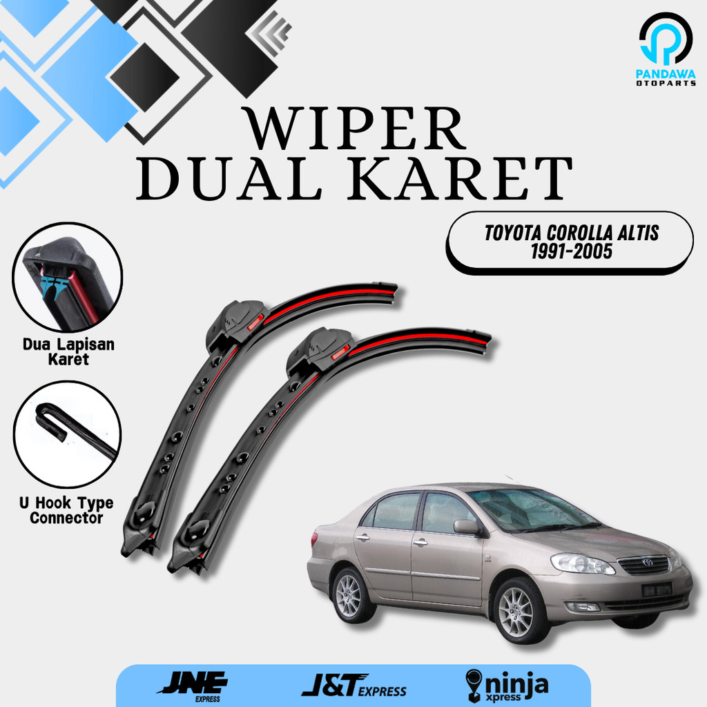 Jual Wiper Mobil Toyota Corolla Altis 1991 - 2005 Wiper Frameless Double Karet / Dual Karet ...