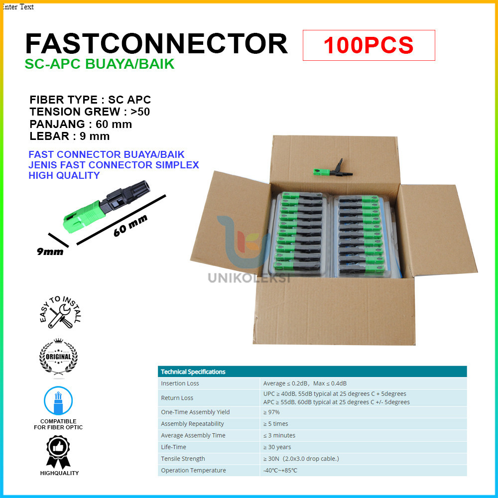 Jual NEW!! 1Box/100Pcs Fast Connector SC APC Biasa Standar /Fiber Optik ...
