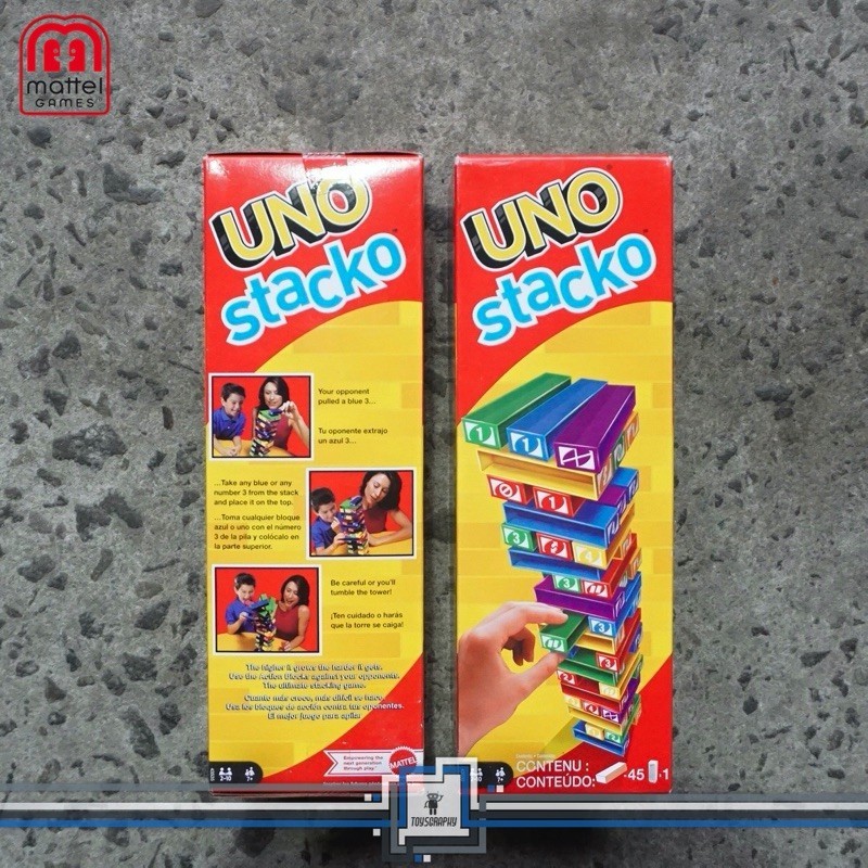 Jual UNO Stacko ORGINAL SNI Mattel Games Jenga Tumbling tower Balok ...