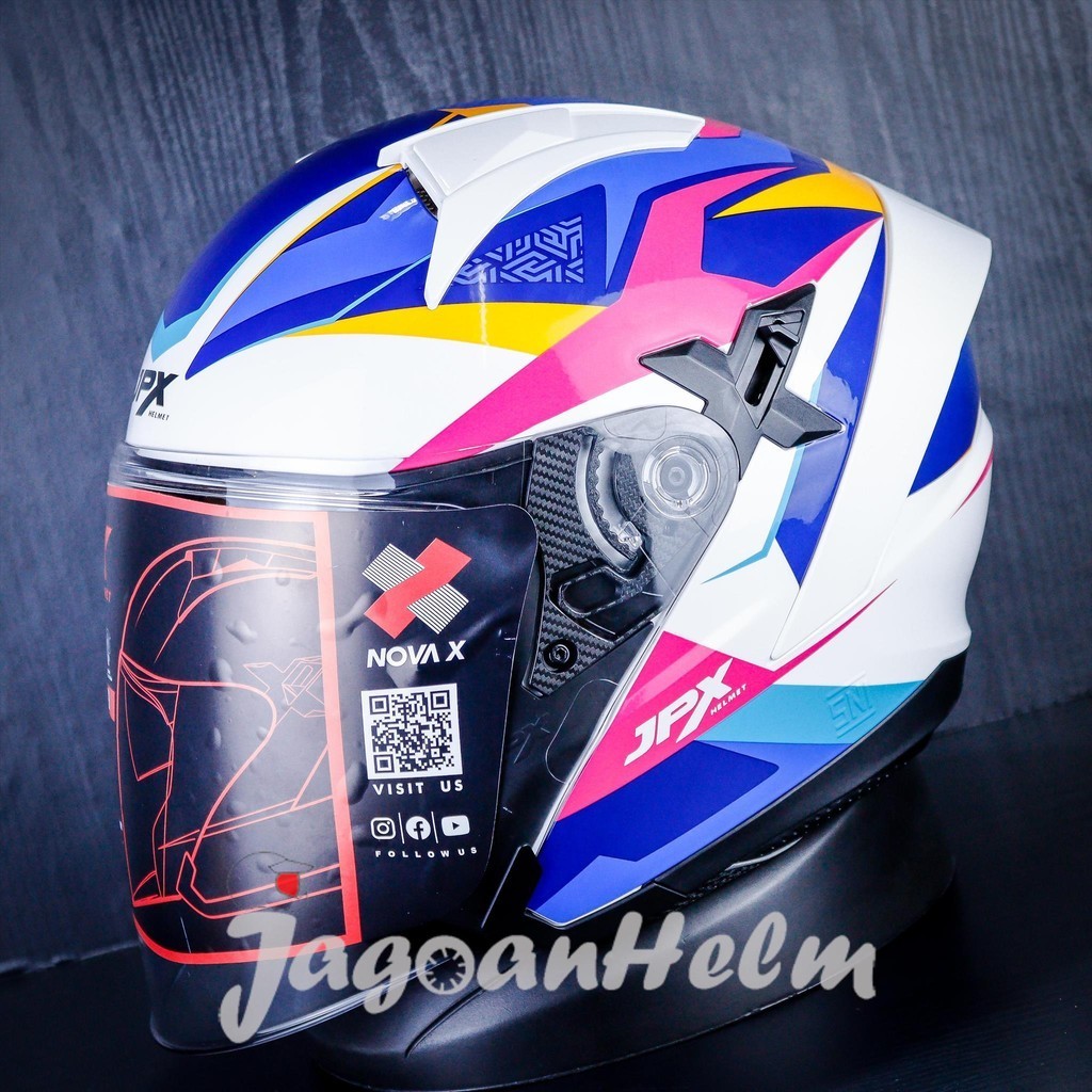 Jual JPX HELM NOVA X V2 N8 MOTIF | BROKEN WHITE | NOVA-X DOUBLE VISOR | Shopee Indonesia