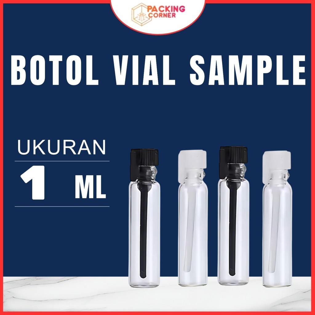 Jual Botol Tester Parfume Sample Vial Kaca 1 ML 1ML Hitam Bening ...