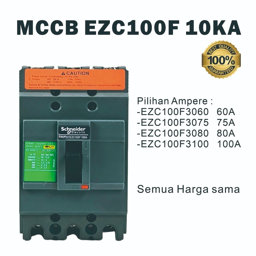 Jual MCCB/BREAKER EZC100F 3P 10kA 60A 75A 80A 100A | Shopee Indonesia