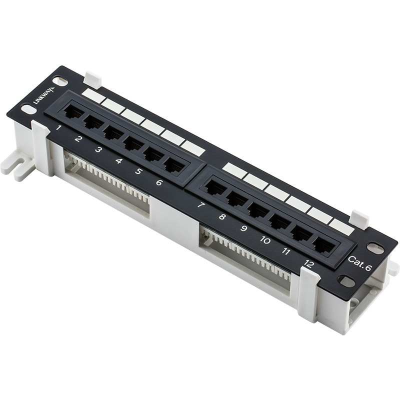 Jual 10 Inch 12-Port CAT6 Network Patch Panel 1U Rack Mount With RJ45 ...