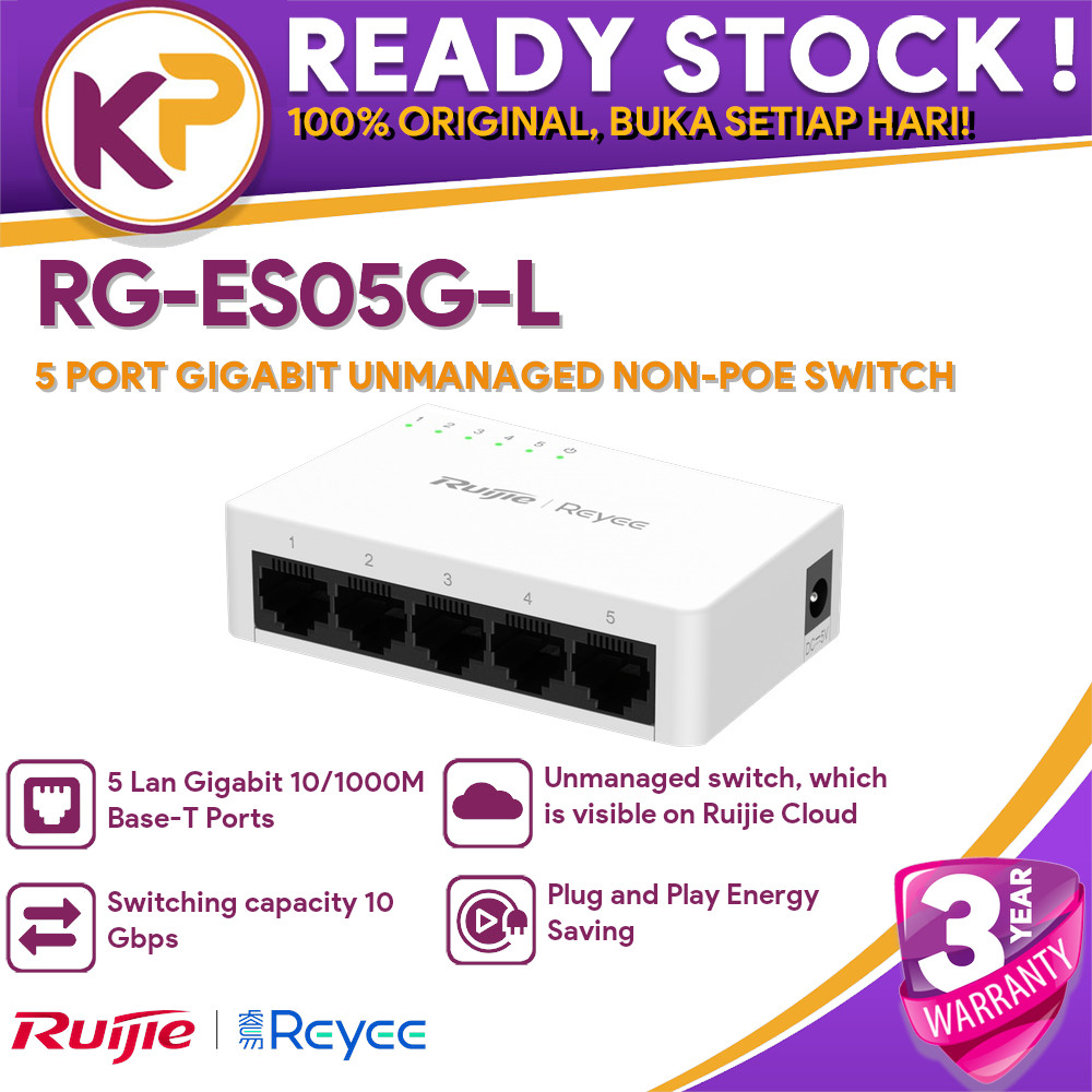 Jual RUIJIE REYEE RG-ES05G-L 5 PORT GIGABIT 10/100/1000 MBPS UNMANAGED ...