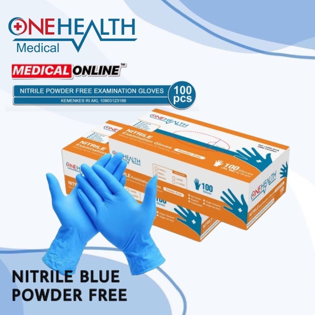 Jual SARUNG TANGAN ONEHEALTH NITRILE BIRU POWDER FREE ISI 100 PER BOX ...