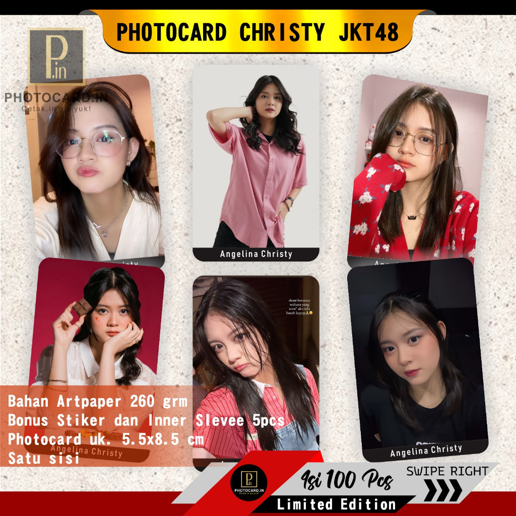 Jual Photocard Angelina Christy (Christy JKT48) isi 100 pcs ( Inner Slevee 5pcs) | Bisa Cod ...