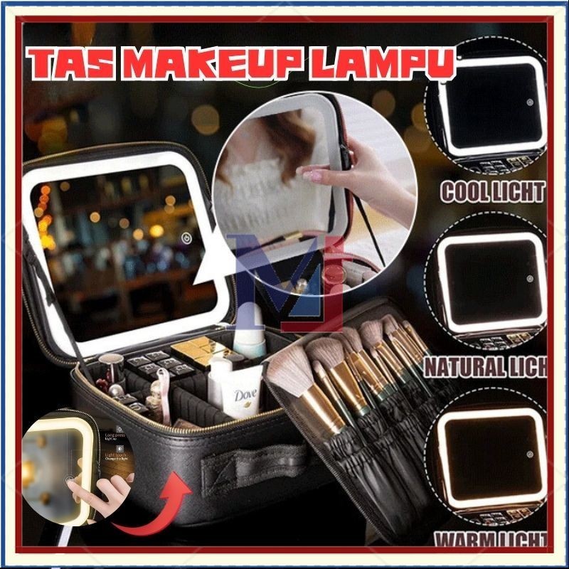 Jual 【COD】Beautycase LED Bag Full Mirror/Tas Makeup Lampu/Tas Makeup ...
