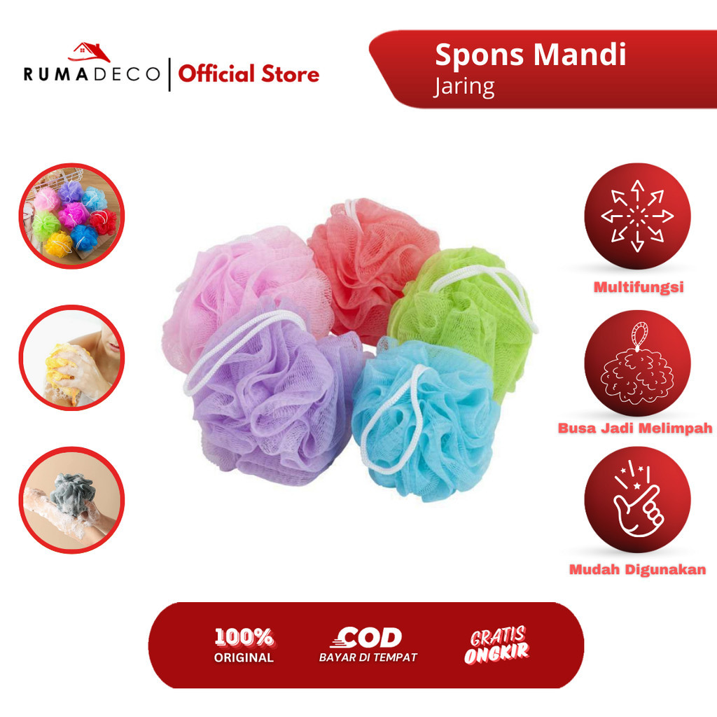 Jual Rumadeco Spons Mandi Jaring Shower Net | Bath Puff | Shopee Indonesia