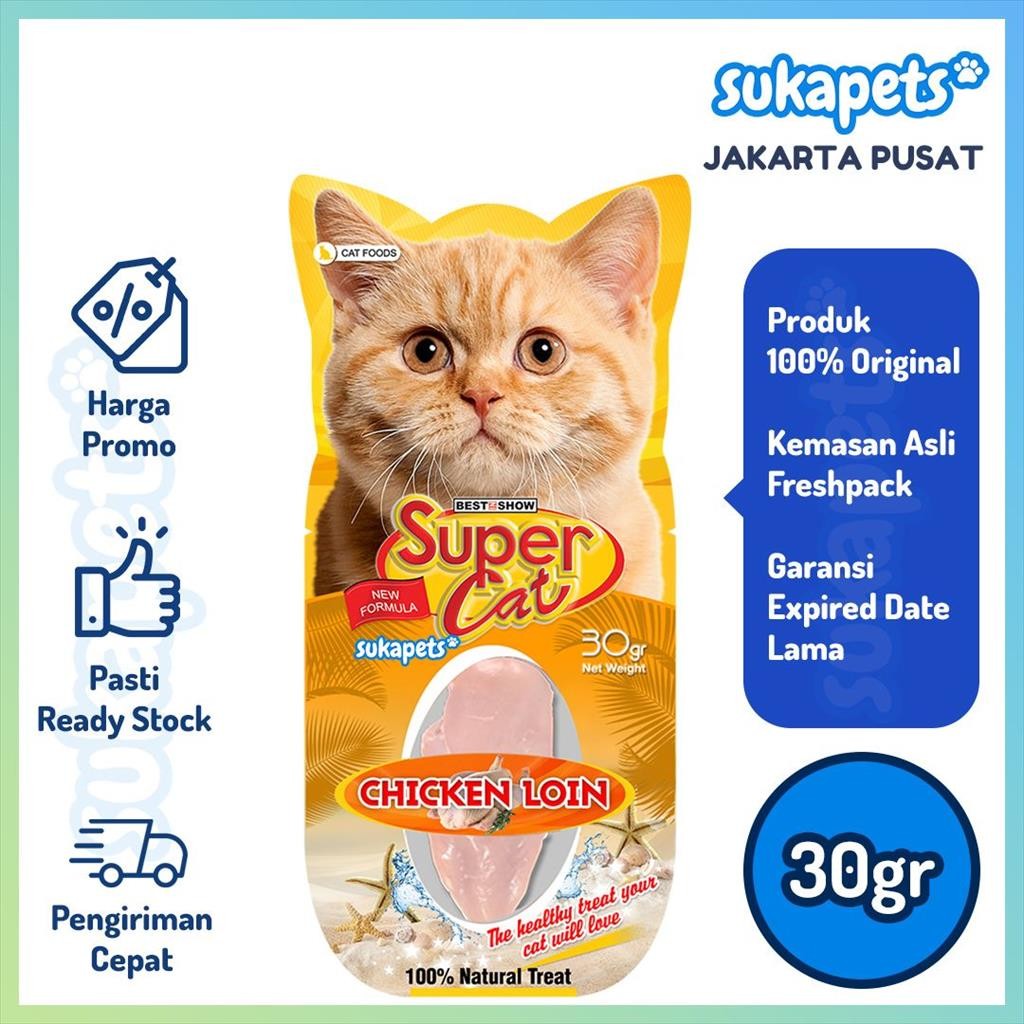 Jual Super Cat Chicken Loin Cat Treats Snack Kucing 30gr | Shopee Indonesia