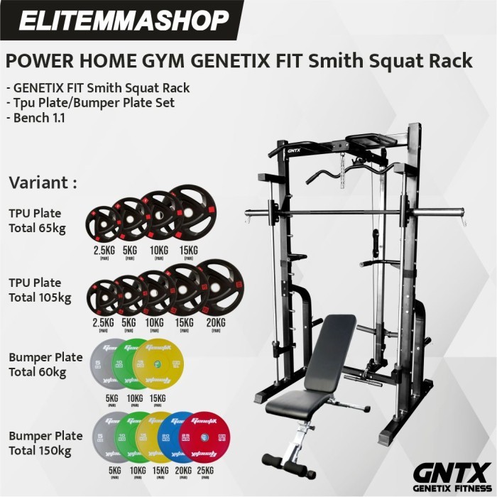 Jual PAKET ULTIMATE HOME GYM GENETIX FIT SMITH RACK, PAKET GYM, POWER ...