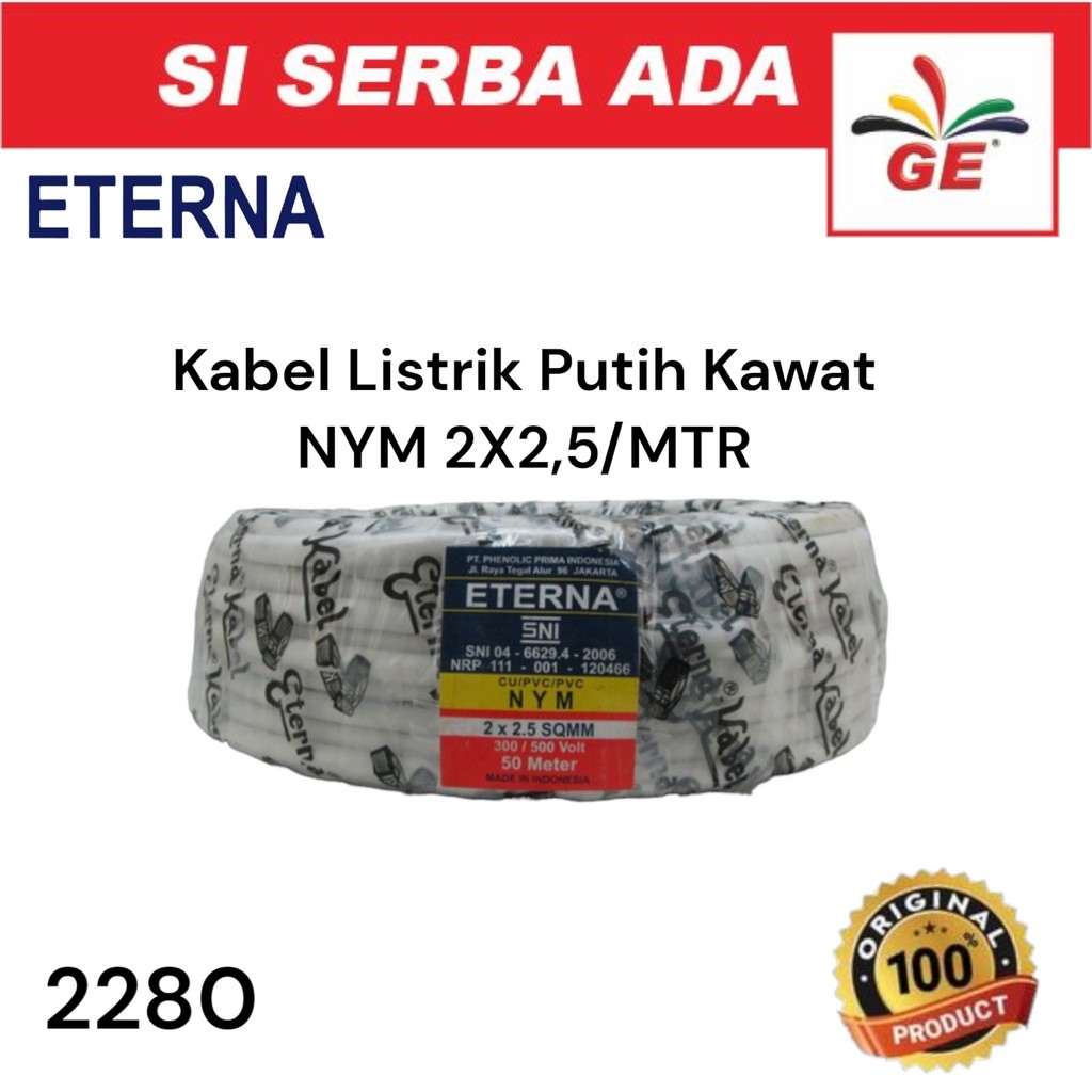Jual ETERNA Kabel Listrik Putih Kawat NYM 2 X 2.5 MM / Meter 2280 | Shopee Indonesia