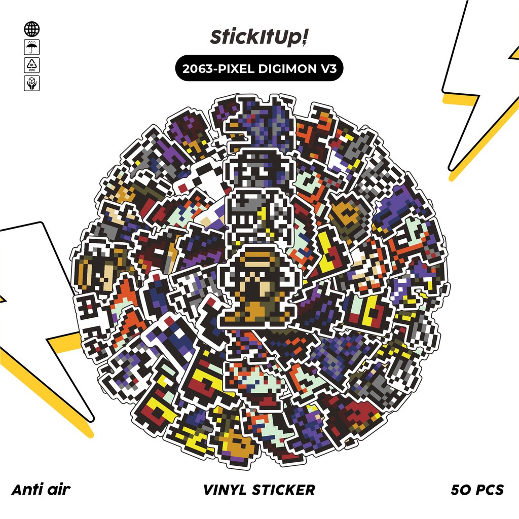 Jual COD 50 Pcs Stiker Pack PIXEL DIGIMON V3 Lucu Aesthetic Vynil ...