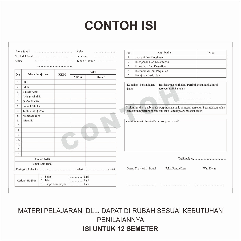Jual Cetak Buku Raport Custom/Raport TK, TPA, MDA, Paud, Bimbel, dan ...