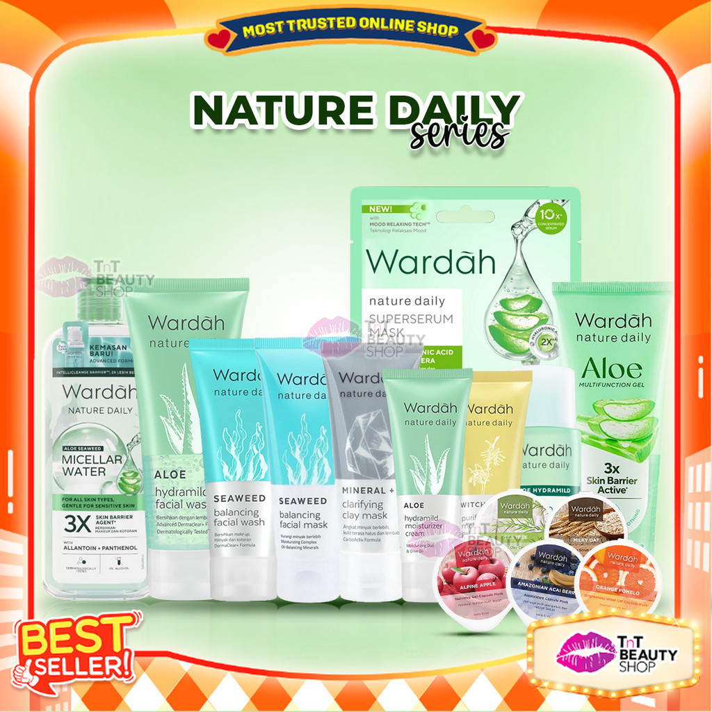 Jual Wardah Nature Daily SERIES | Clay Mask - Facial Wash - Moisturizer ...