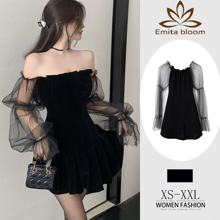 Jual EMITA BLOOM dress lengan panjang lace korean style mini dress ...