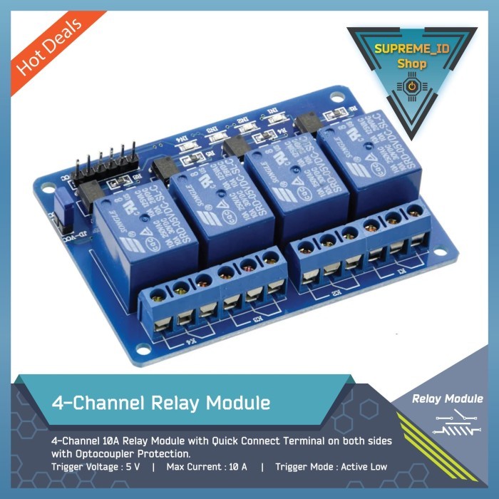 Jual DN99 4-Channel 5V Relay Module Optocoupler Protection Arduino ...