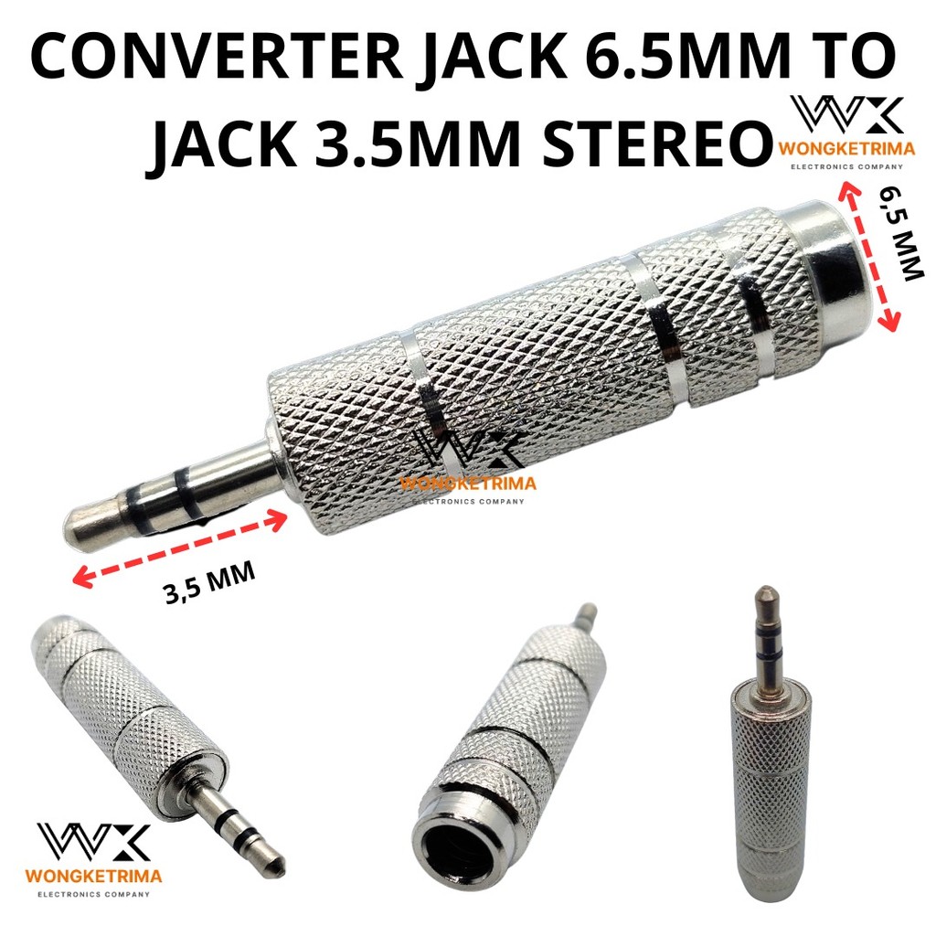 Jual CONVERTER JACK AUDIO 3,5MM STEREO TO JACK 6,5MM SAMBUNGAN JACK ...