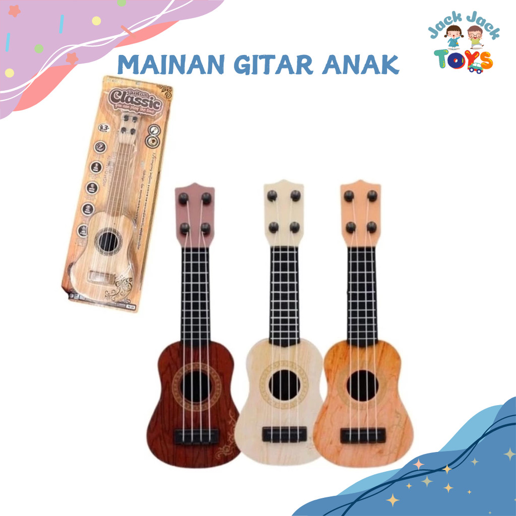 Jual Jackjacktoys Mainan Alat Musik Anak Gitar Senar Model Kayu Ukulele ...