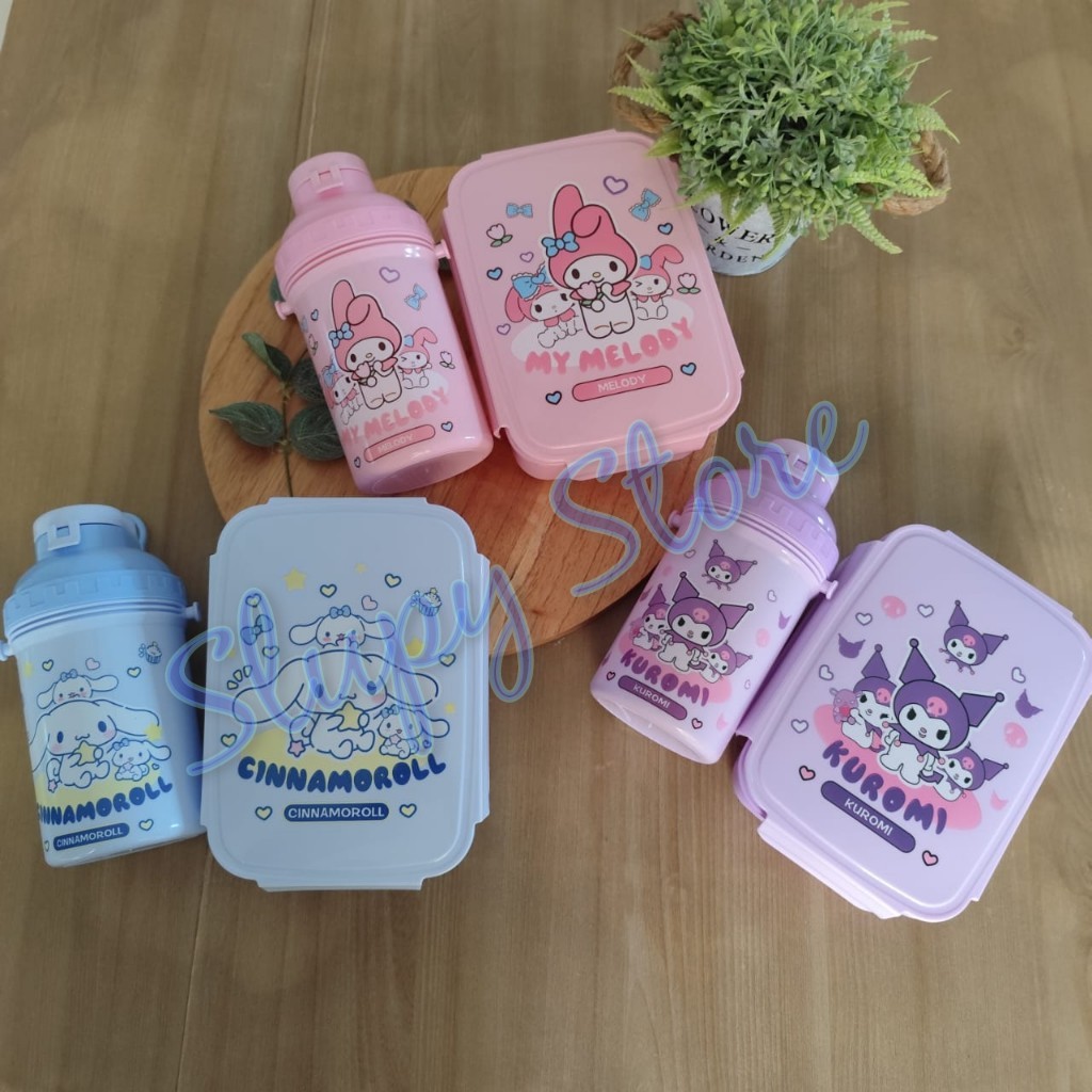 Jual SLP Set Lunchbox Kotak Makan Bekal Botol Minum Kuromi My Melody Cinnamoroll | Shopee Indonesia
