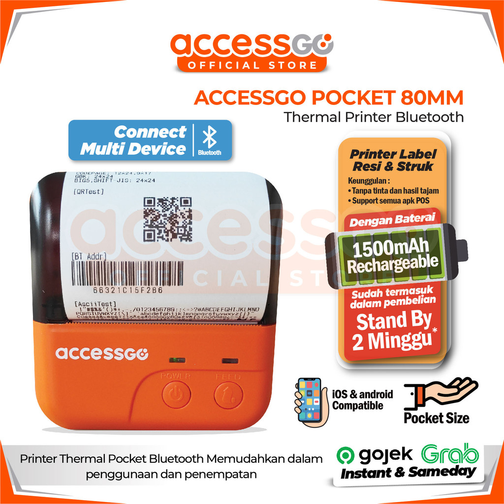 Jual PROMO 6.6 Printer Thermal 80mm Bluetooth accessgo | Shopee Indonesia