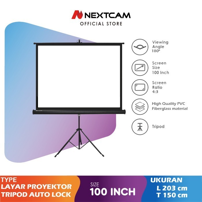 Jual Nextcam Screen Projector 100" Tripod / Layar Proyektor 100" Tripod ...