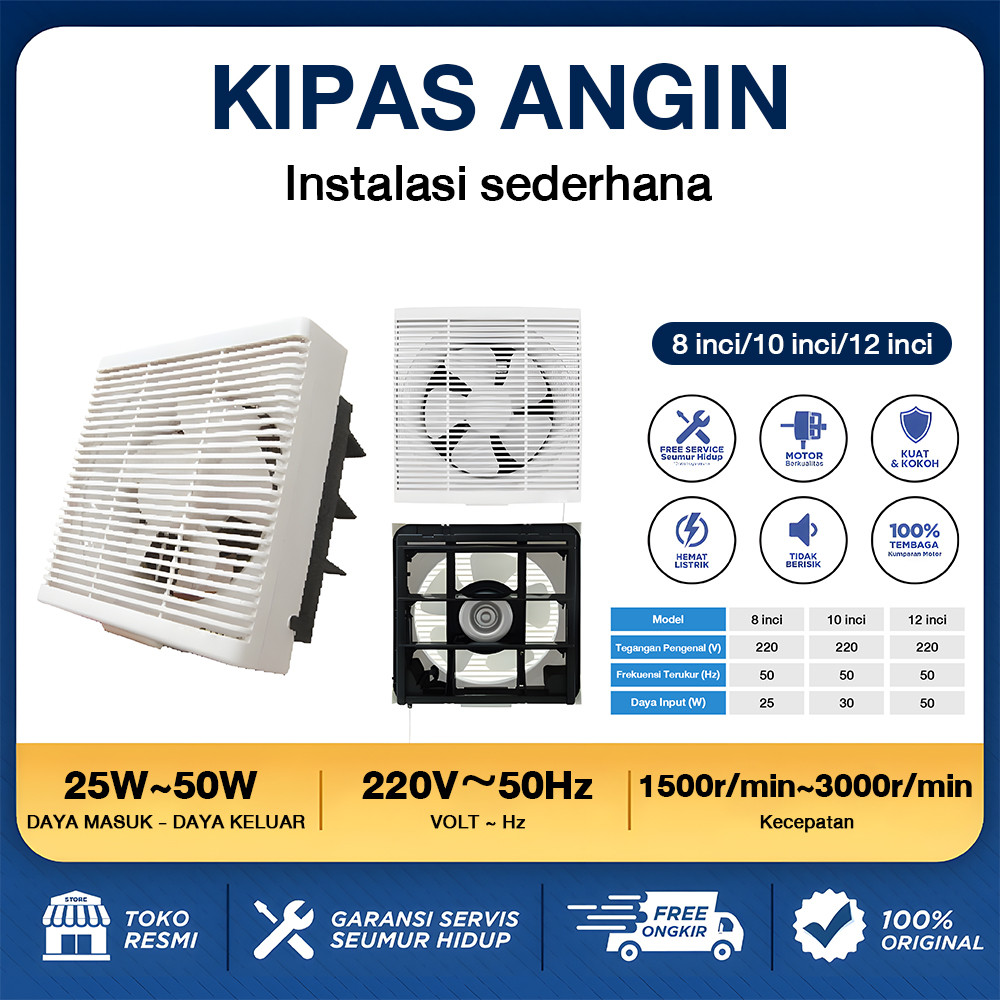 Jual Exhaust Fan Dinding/Kipas Angin Hexos Plafon 8 Inch / 10 Inch / 12 ...
