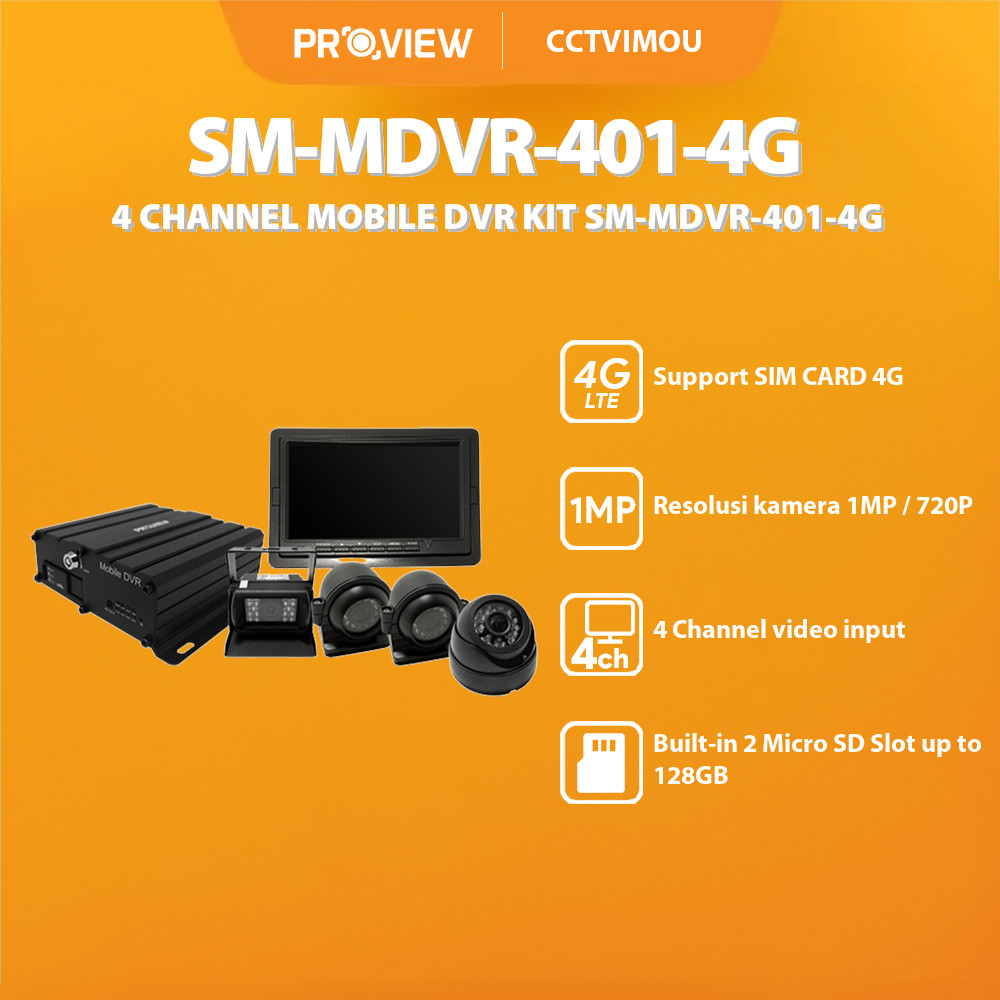 Jual PROVIEW SM-MDVR-401-4G 4 CHANNEL MOBILE DVR KIT SM-MDVR-401-4G | Shopee Indonesia