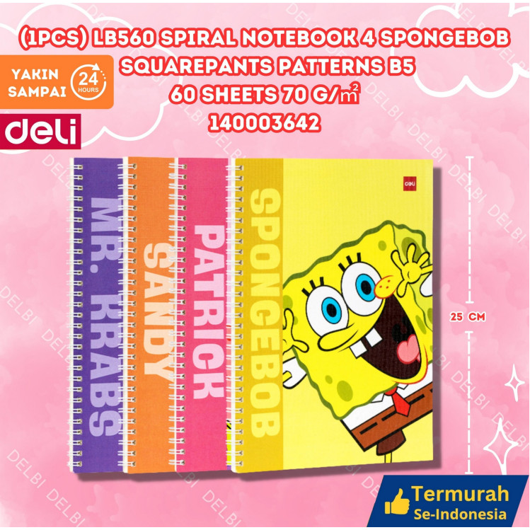 Jual Deli Notebook Spiral Spongebob B5 Elb560 Random Buku Tulis Catatan ...