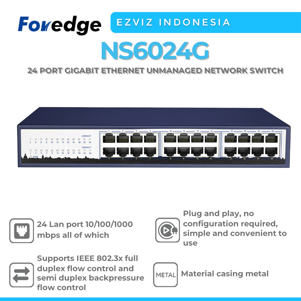 Jual FOREDGE NS6024G 24 PORT GIGABIT ETHERNET UNMANAGED NETWORK SWITCH | Shopee Indonesia