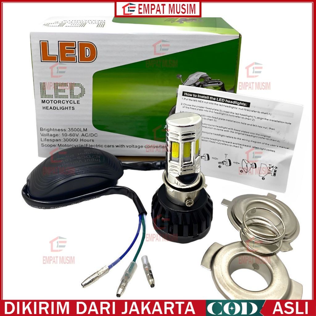 Jual Lampu LED Motor 6 sisi lampu depan LED Asli Putih 40 Watt 3 Kabel Universal H4/H6/H7/H11 ...