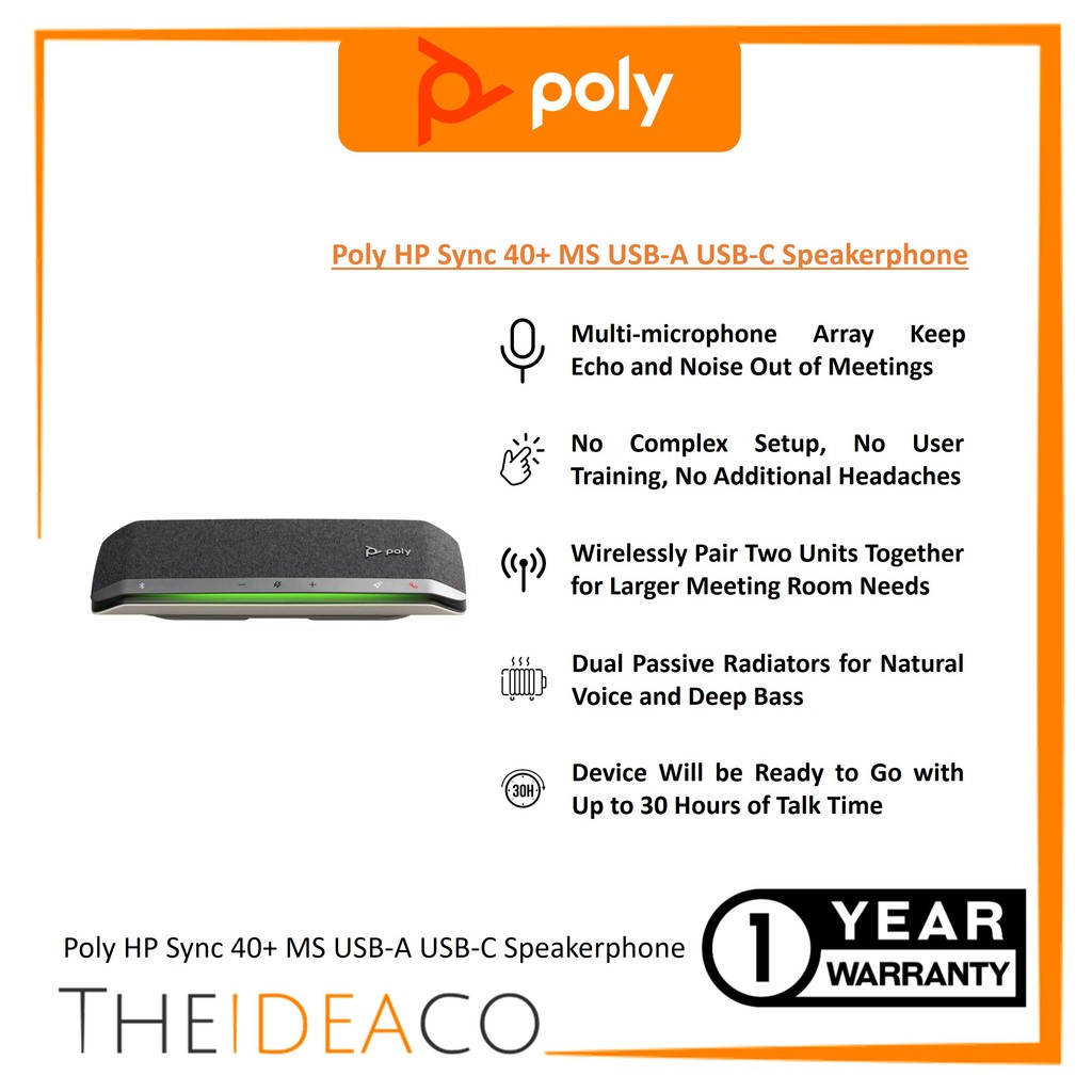 Jual Poly Sync 40+ Microsoft Teams Certified USB-A USB-C Speakerphone ...