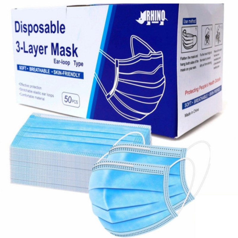Jual Masker Earloop Biru dan Hitam 3 PLY Isi 50PCS/BOX Disposable ...