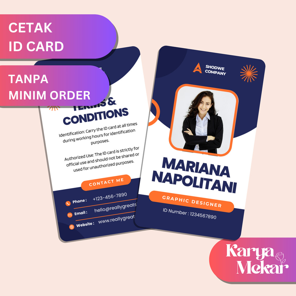 Jual Cetak ID Card Plastic PVC Kartu Member Karyawan 1 SISI / 2 SISI ...