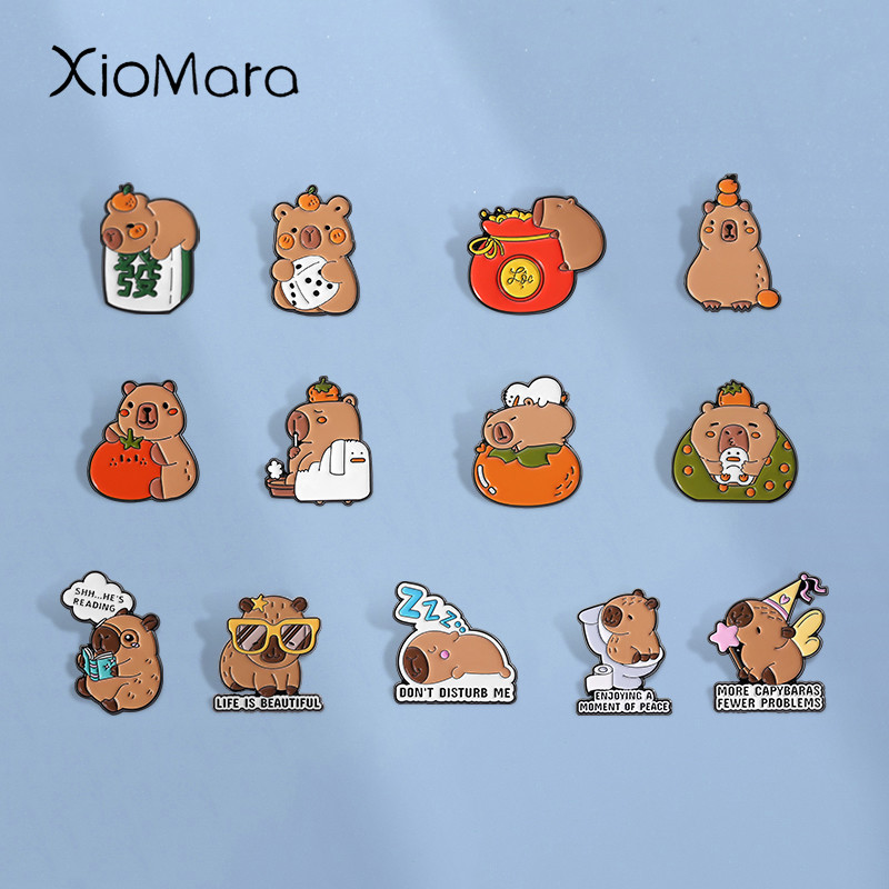 Jual Cute Capybara Enamel Pins Custom MORE CAPYBARAS FEWER PROBLEMS ...