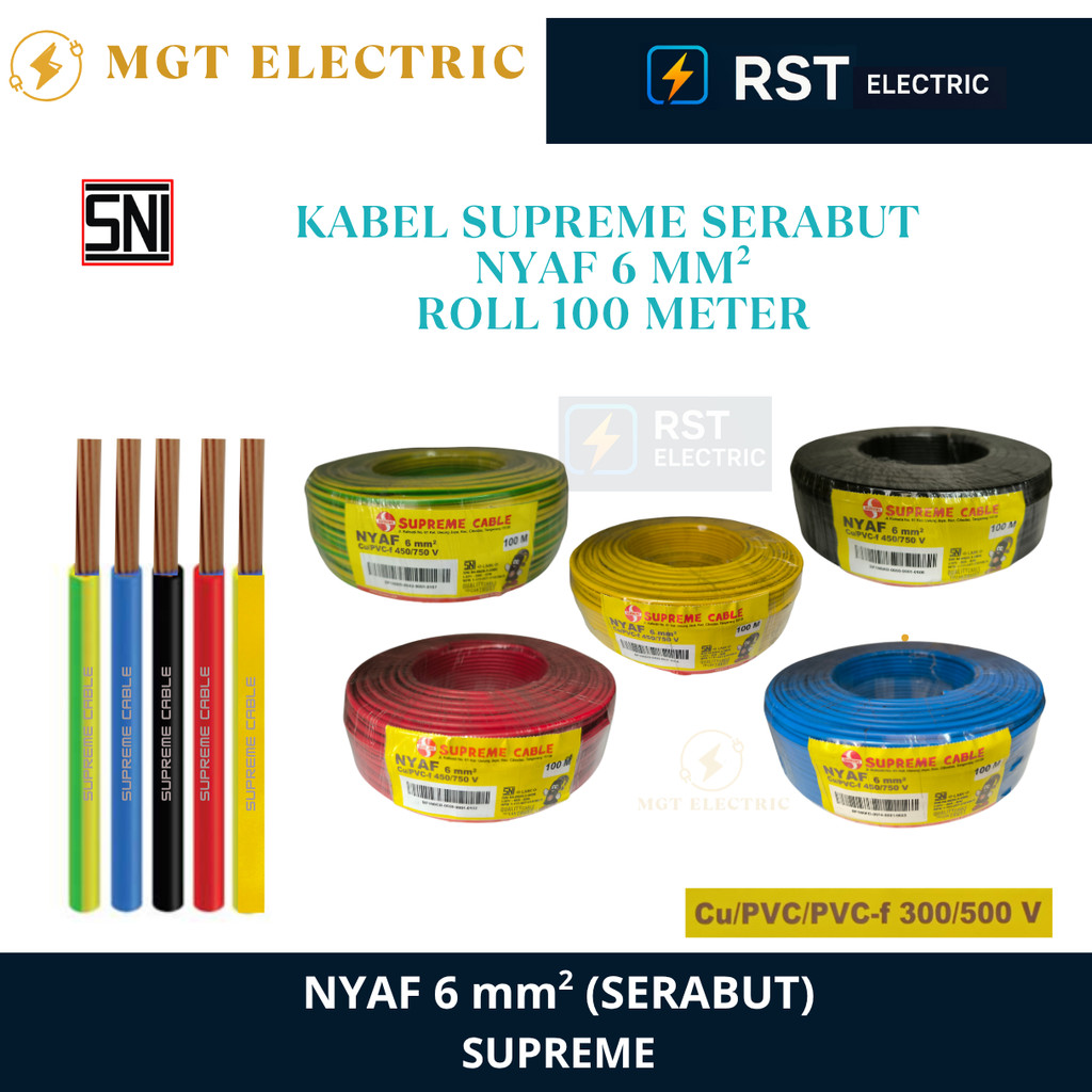 Jual Kabel SUPREME FLEKSIBEL NYAF 6mm / SERABUT GROUND NYAF 6 mm ROL ...