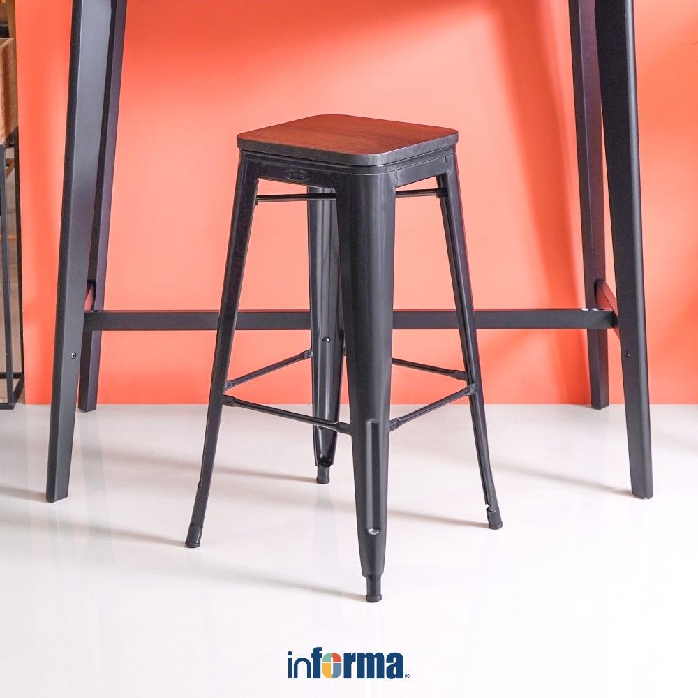 Jual Informa London Elm Bangku Bar Kayu - Hitam Bar Stool Kursi Kafe ...