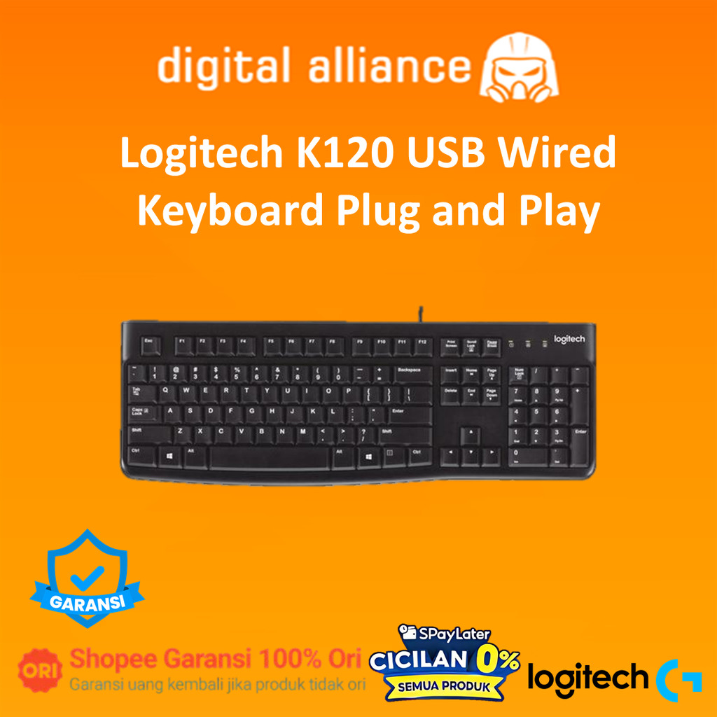 Jual Logitech K120 USB Wired Keyboard Plug and Play | Shopee Indonesia