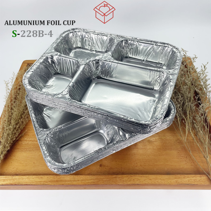 Jual Alumunium Foil Tray Bento Sekat 4 Cup S228B-4 + Tutup Catering ...