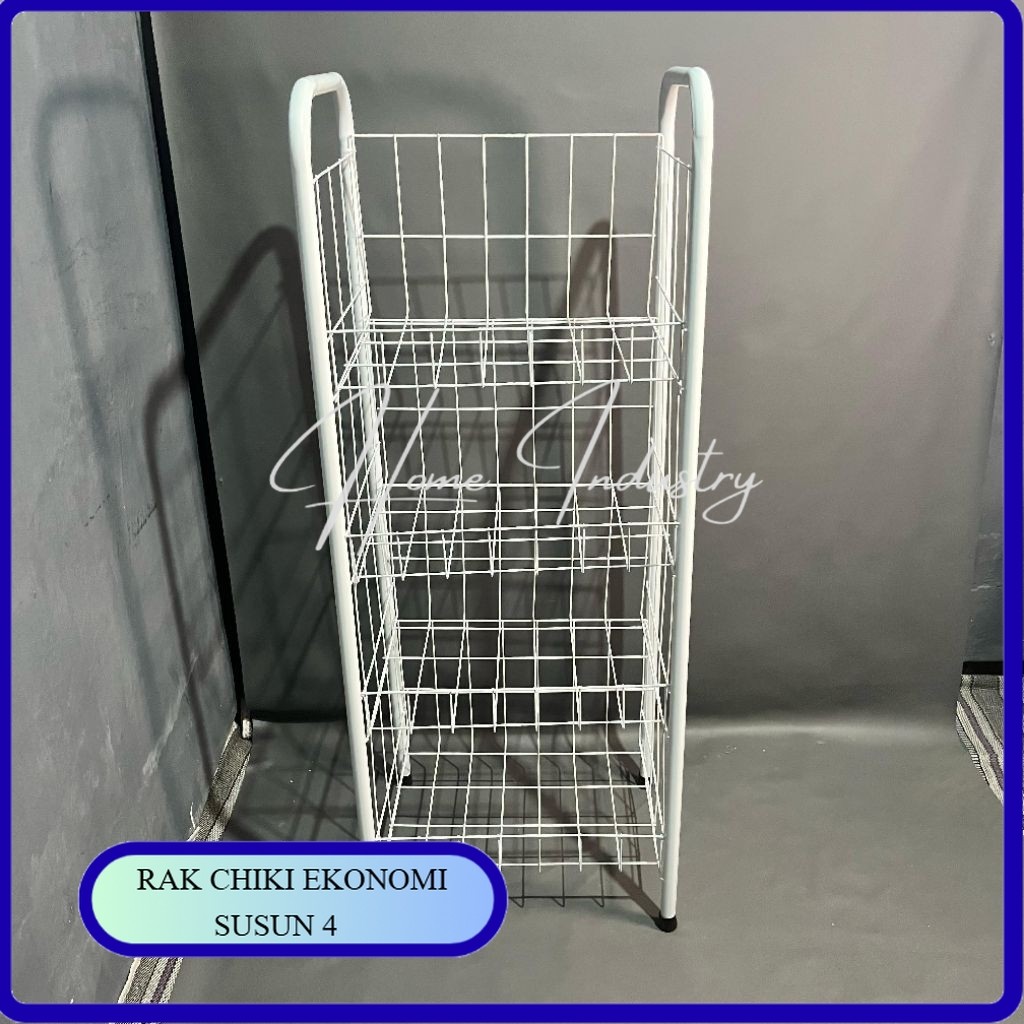 Jual Rak chiki ekonomi warna putih susun 4/Rak display/Rak minimarket ...