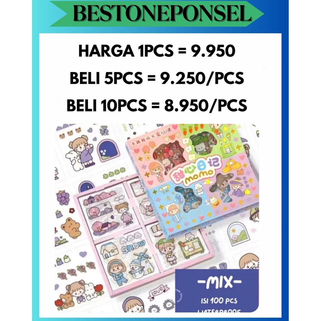 Jual BOP STICKER LABUBU VIRAL MOMO NONO ISI 100 LEMBAR / BOX WATERPROOF ...