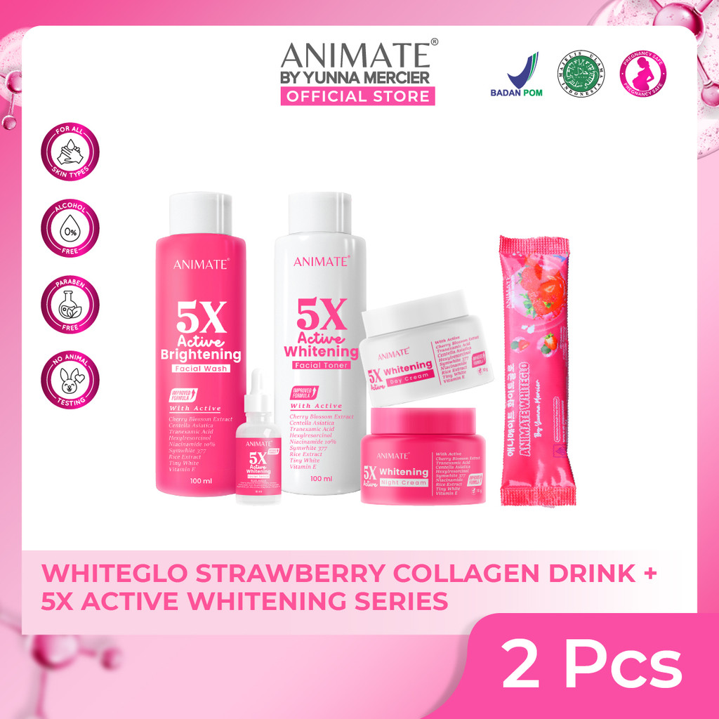 Jual Animate 5x Active Whitening Series 5in1 + 1 Sachet Animate ...