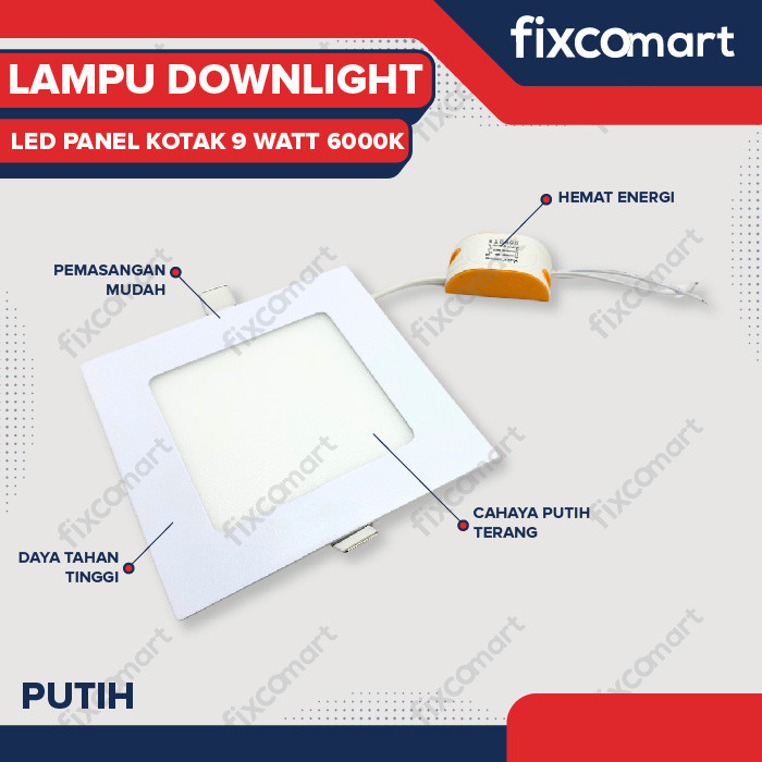 Jual Lampu Downlight LED Panel Kotak 9 Watt | Shopee Indonesia