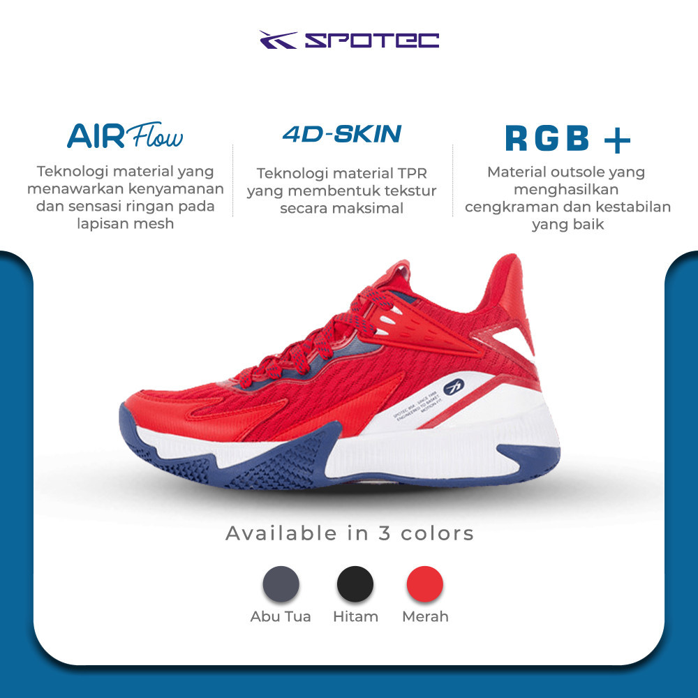 Jual Spotec Basketball Hyperslam Sepatu Basket Pria Wanita - Merah ...