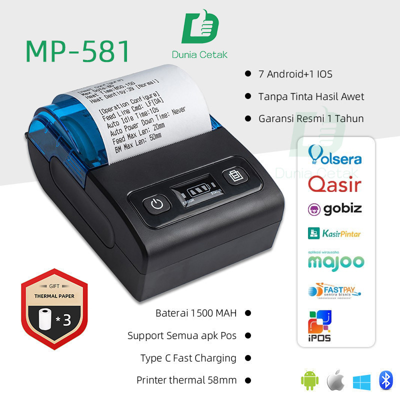 Jual Printer Bluetooth 58MM Portable Mobile Print Struk & Resi Shopee RawBT Support android/ios ...