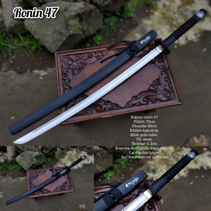 Jual katana samurai ronin 47 baja strip 6mm - Hitam | Shopee Indonesia