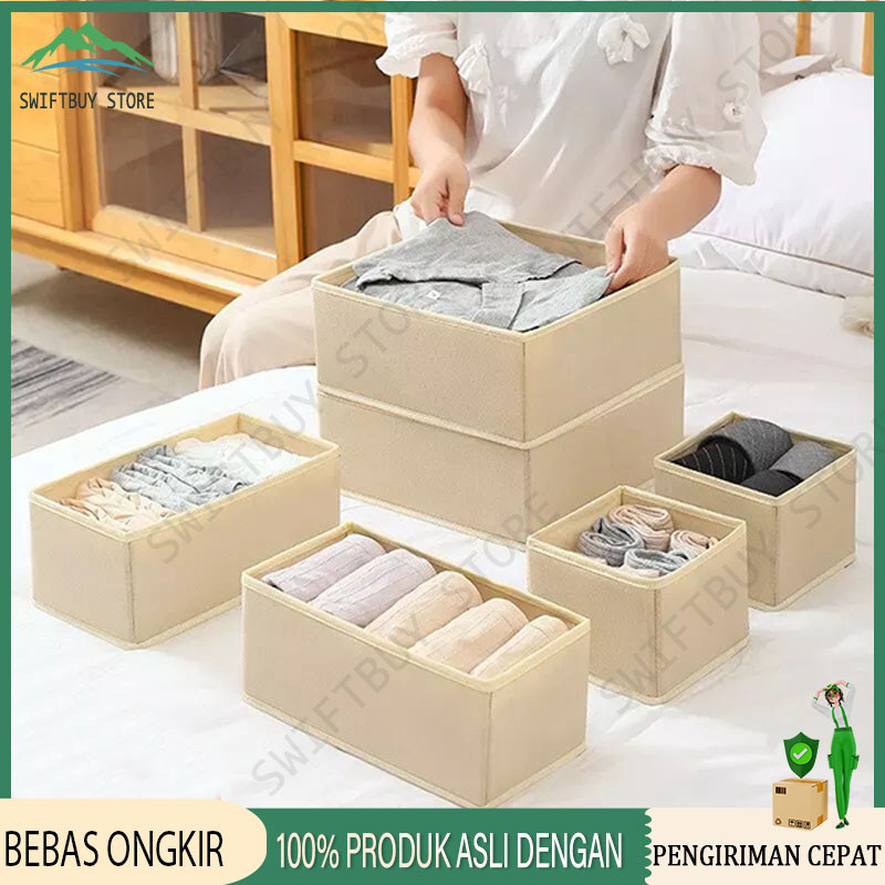 Jual 6pcs/1set Storage box / Storage box underwear / penyimpanan ...
