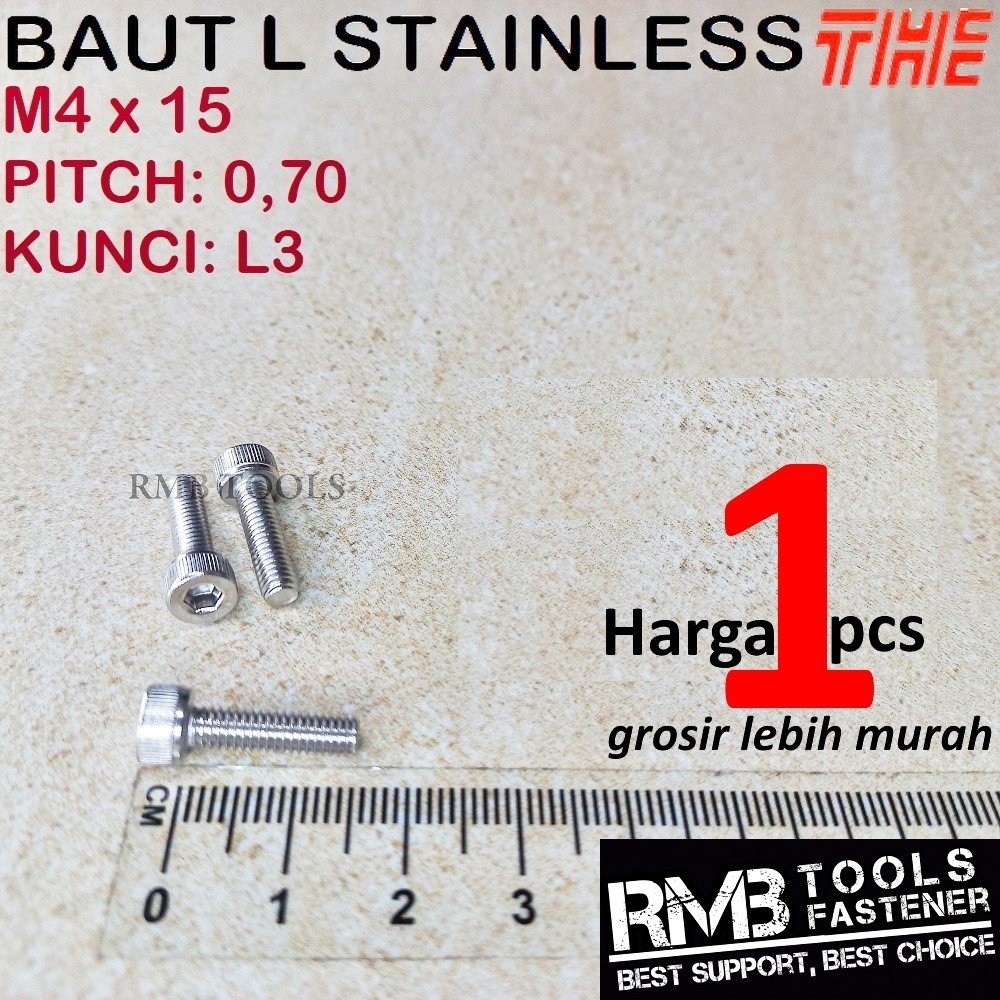 Jual Baut L Cap Hex Socket M4x15 STAINLESS STEEL 304 A2-70 BLS M4 | Shopee Indonesia